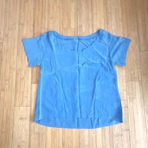 Tops | 10 Silk Royal Blue Box Tee | Poshmark